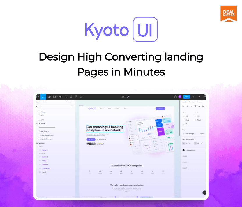 Kyoto Ui Lifetime Deal - Landing Page Design Tool