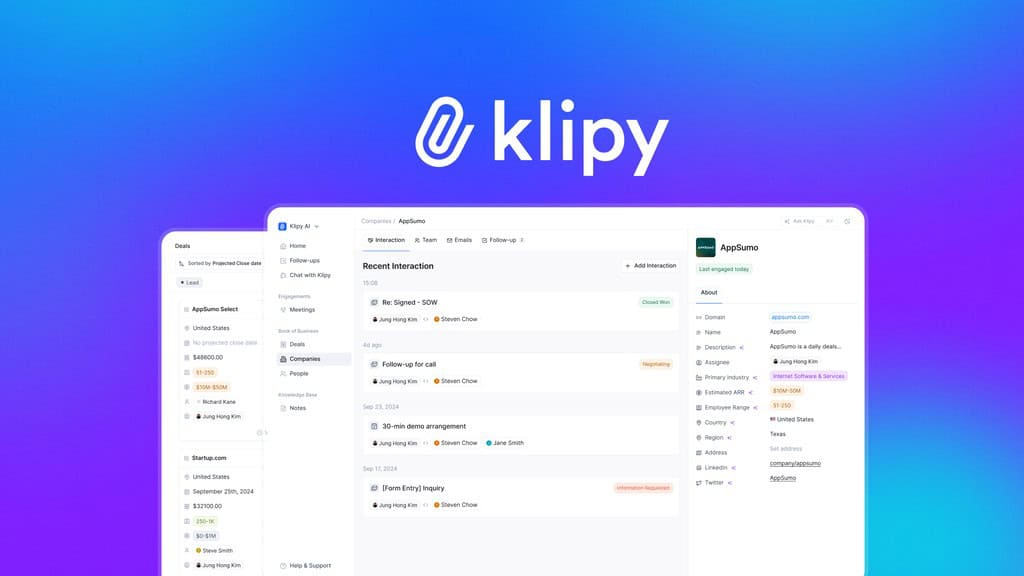 Klipy Lifetime Deal - Ai Sales Crm Software