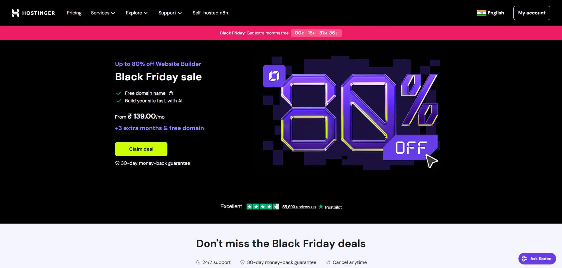 Hostinger Website Builder Black Friday 2025: 80% OFF (LIVE)